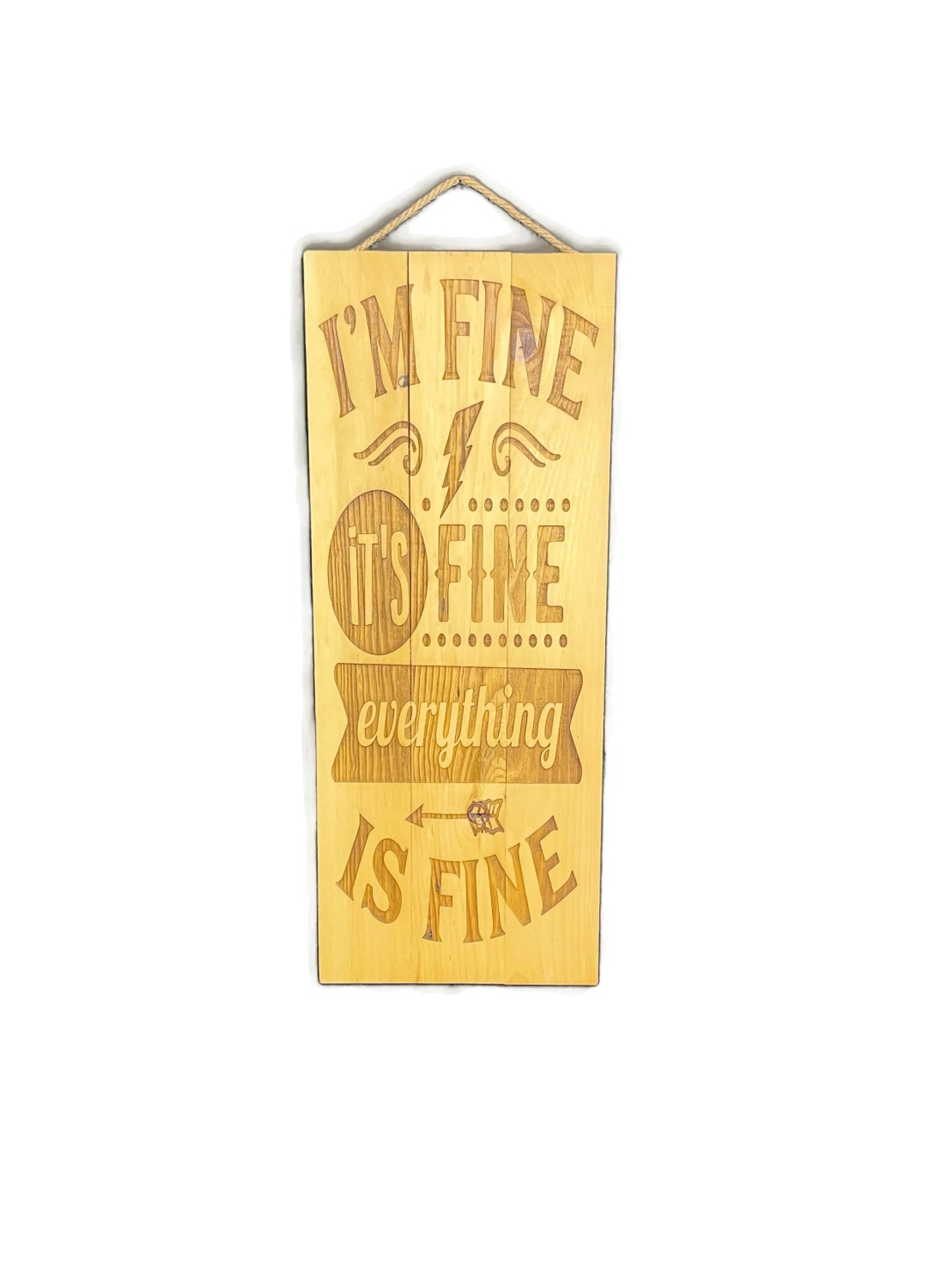 Funny I'm Fine Wood Signs Custom Gifts | Laser Engraved | Pallet Wood ...