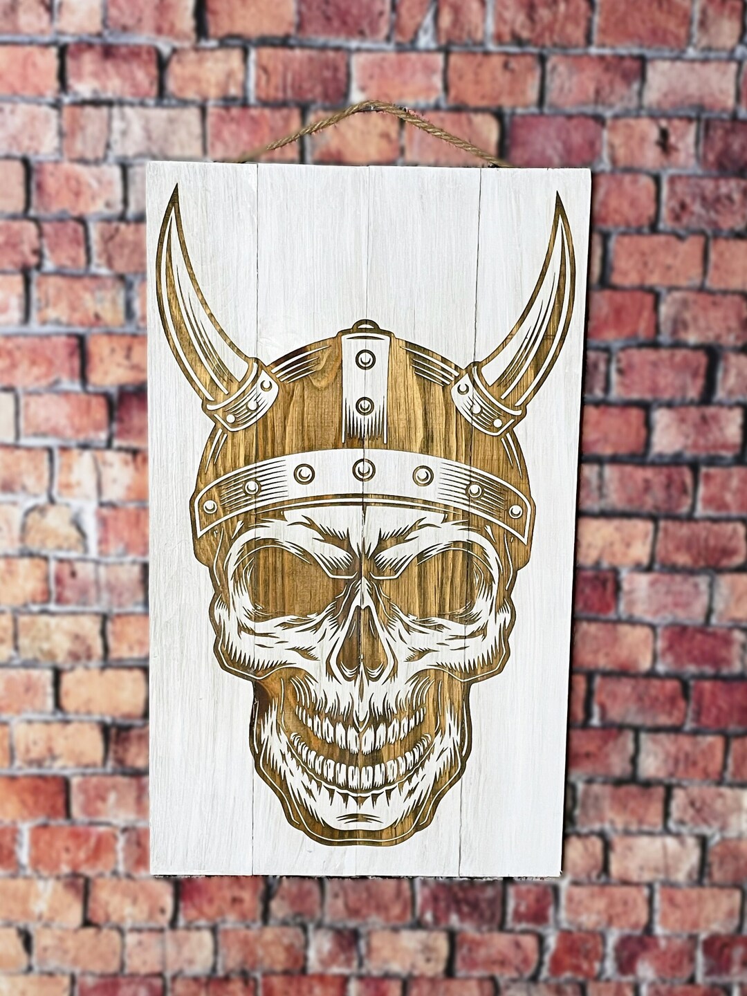Skull Viking | Laser Engraved | Pallet Wood Sign | Gothic Wall Decor ...