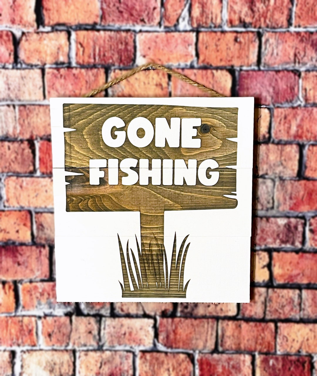Gone Fishing Sign Custom Gifts | A Laser Engraved Painted Wood Sign ...