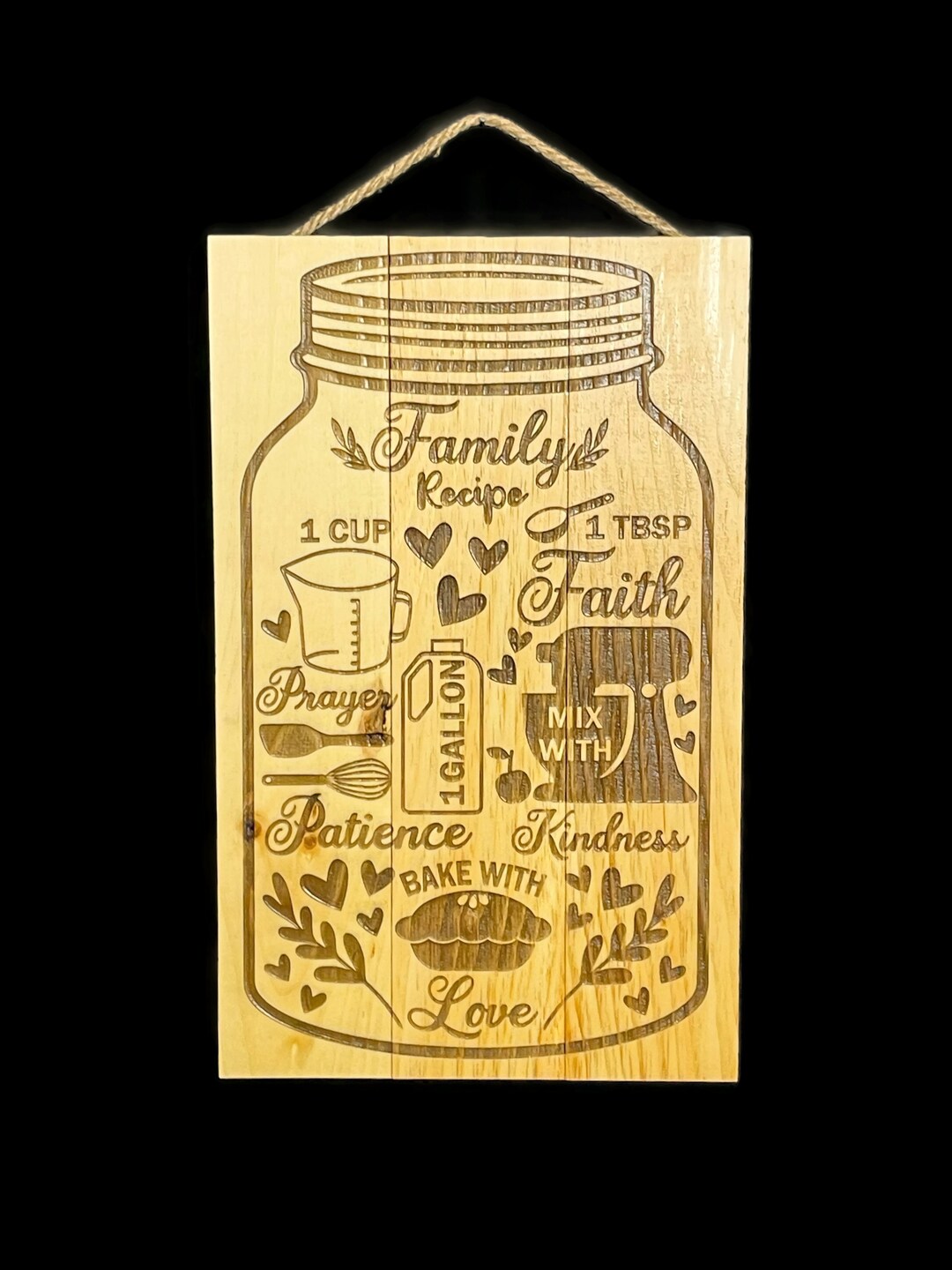 Family Recipe Sign Custom Gift | A Laser Engraved Painted Wood Sign ...