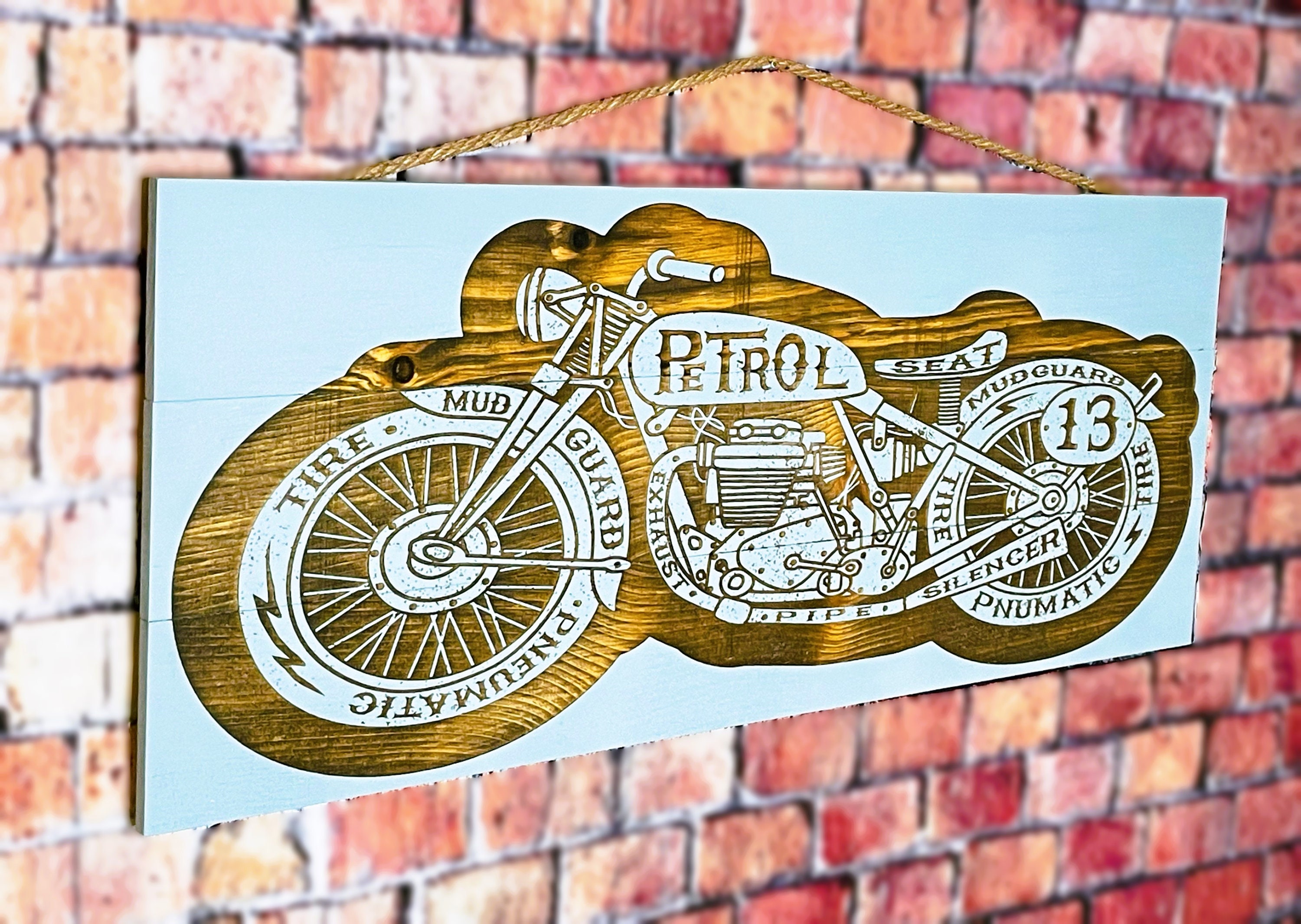 Petro Moto | Laser Engraved | Pallet Wood Sign | Motorcycle Gifts ...