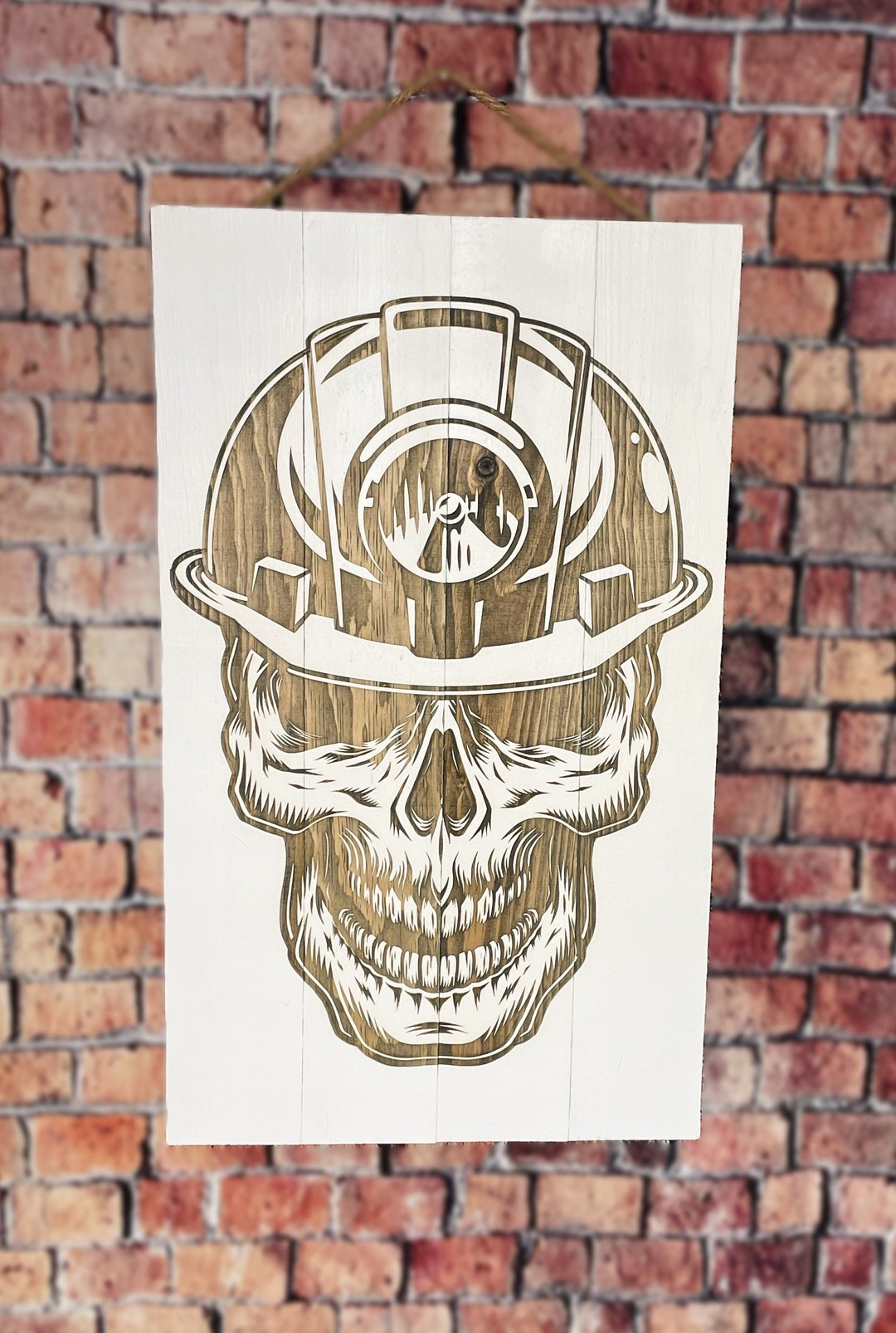 Skull Miner | Laser Engraved | Pallet Wood Sign | Gothic Decor | Skull ...