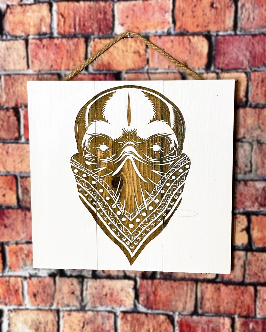 Skull Bandit | Laser Engraved | Pallet Wood Sign | Gothic Decor | Skull ...