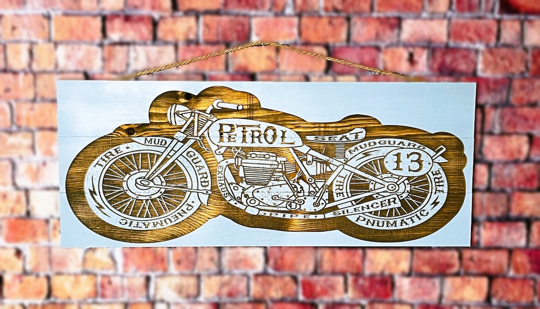 Petro Moto | Laser Engraved | Pallet Wood Sign | Motorcycle Gifts ...