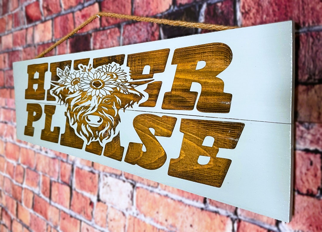 Highland Cow Engraved Wood Sign | Laser Engraved | Custom Gifts ...