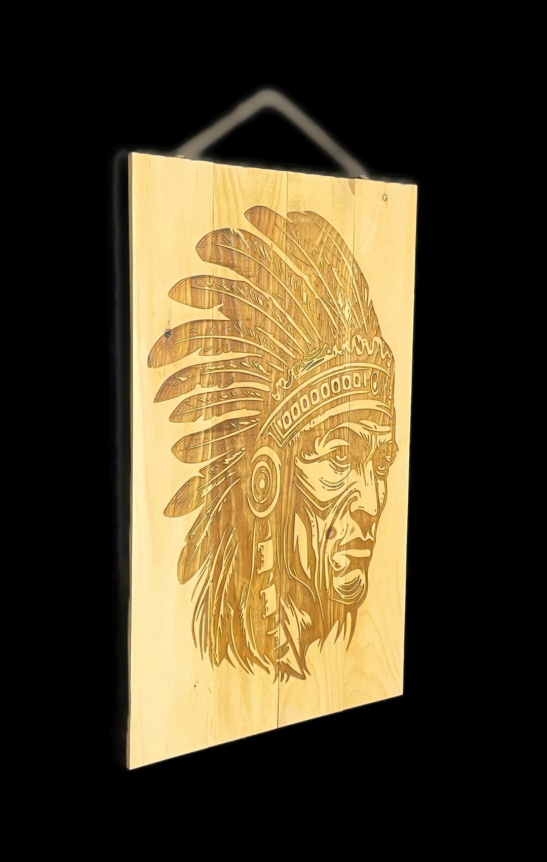 Native American Indian Chief Engraved Wood Gifts | Western Decor ...