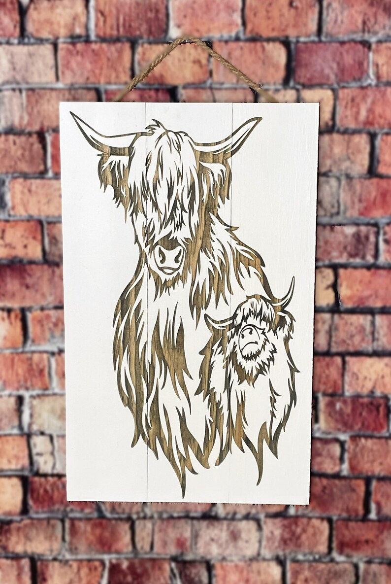 Highland Cow Custom Engraved Wood Sign Gifts | Laser Engraved | Animal ...