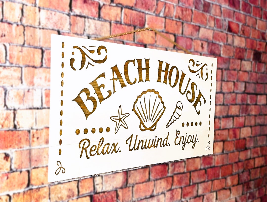 Beach House Sign Custom Engraved Wood Sign | Wall Decor | Beach House ...