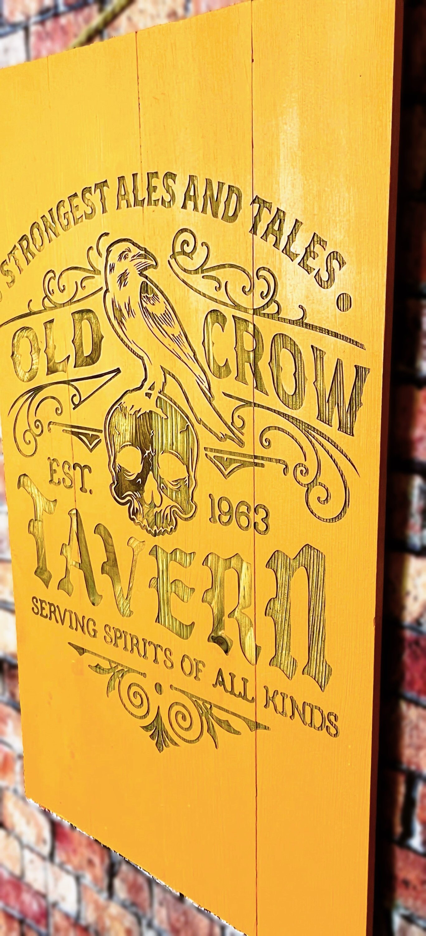 Old Crow Sign A Laser Engraved Painted Wood Sign - Etsy