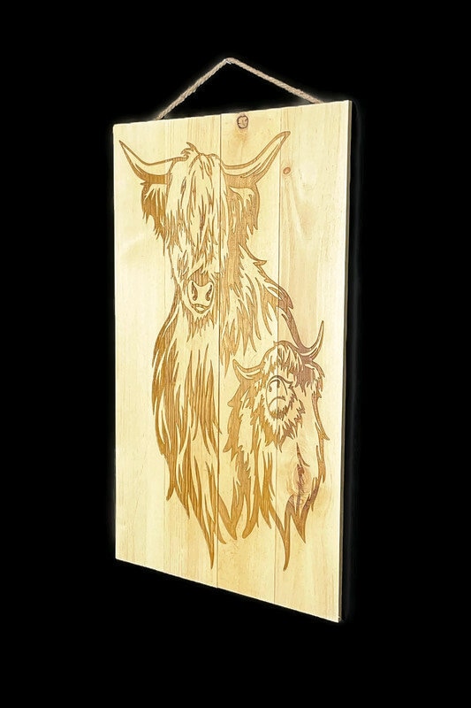Highland Cow Custom Engraved Wood Sign Gifts | Laser Engraved | Animal ...