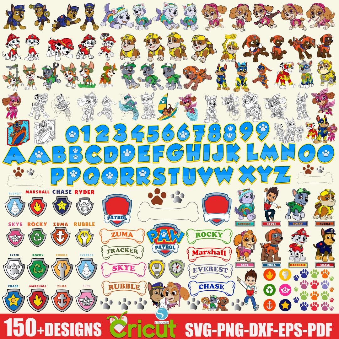 750+ Paw Patrol SVG PNG DXF Bundle, Kids Birthday Designs, Cricut Files ...