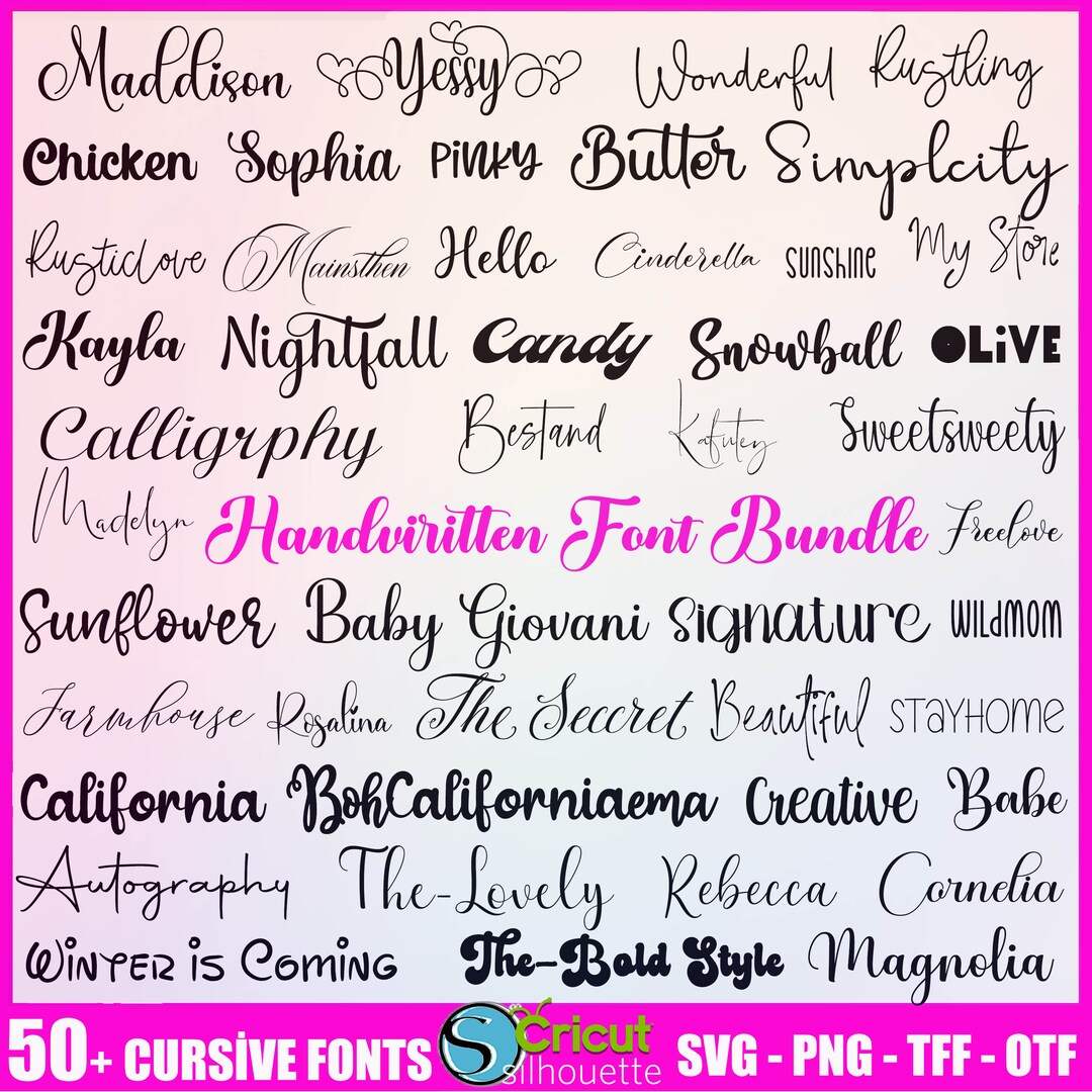 Handwritten Font Bundle, Valentine's Day Font, Love Font, Heart ...