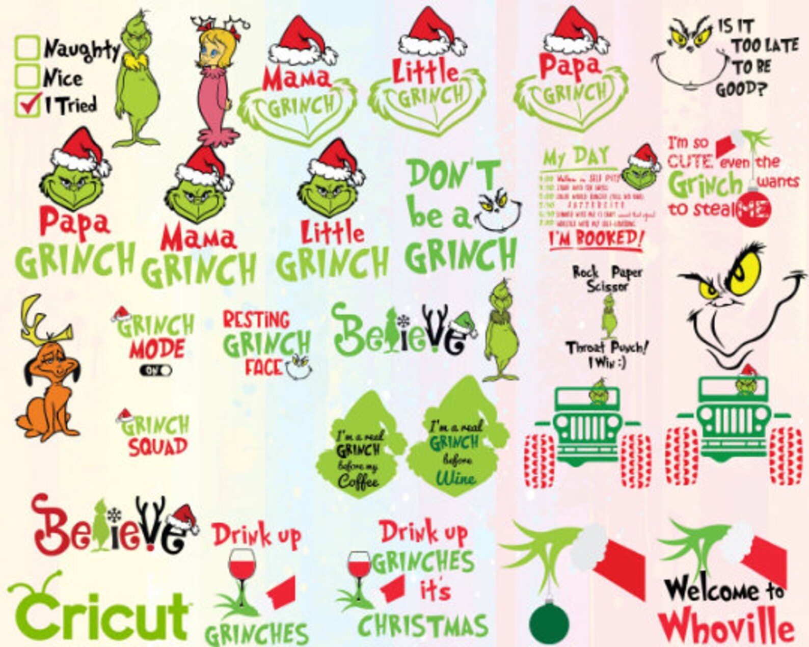 900 Files the Grinch Bundle Grinch Hand Svg Grinch Face Svg Grinch ...