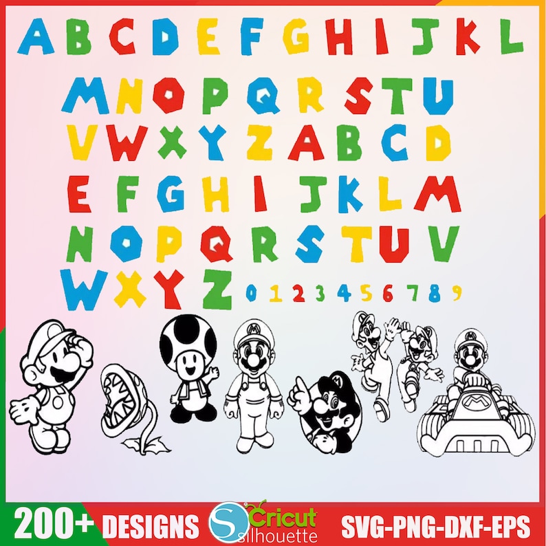 200 Super Mario Layered Bundle Files Clipart, Cricut, Silhouette ...