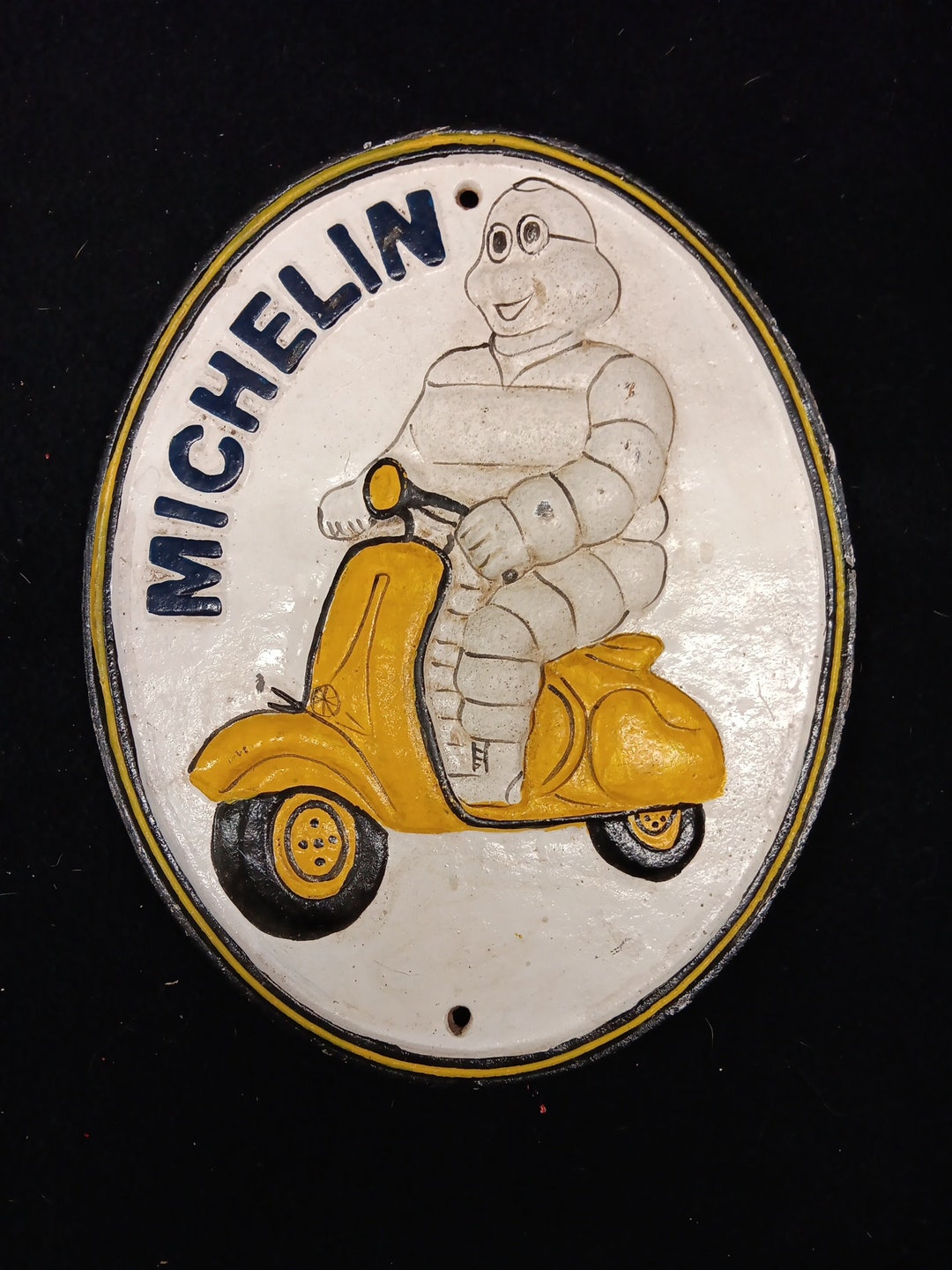Vintage Cast Iron Michelin Man Riding Moped Sign - Etsy