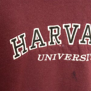 Vintage 70s 80s Harvard University Embroidered Maroon Red Distressed ...