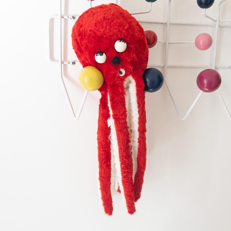 Rare Vintage 1960s Red Octopus Stuffed Animal Plushie by the Rushton ...