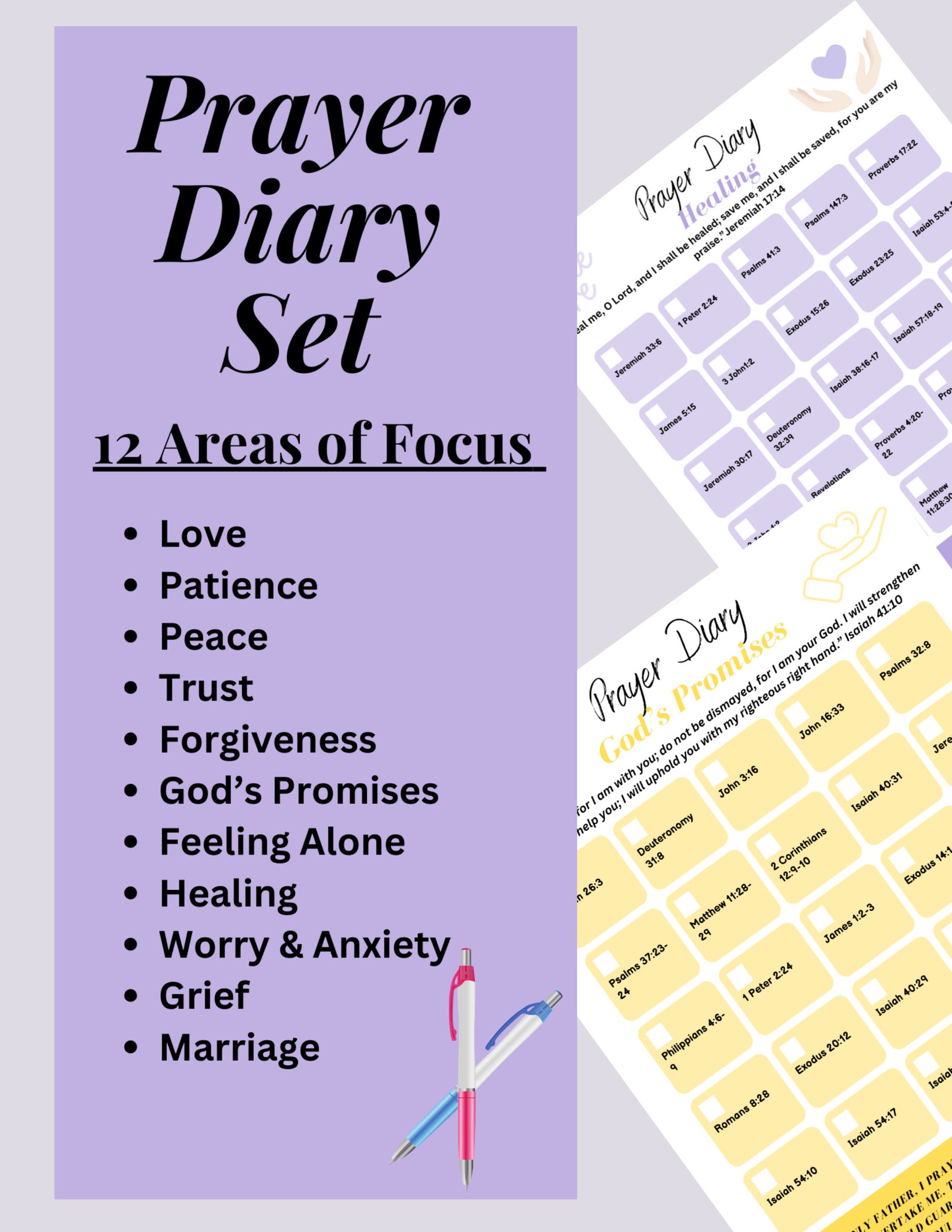 Printable Prayer Diary – Scripture Journal for Healing (digital ...