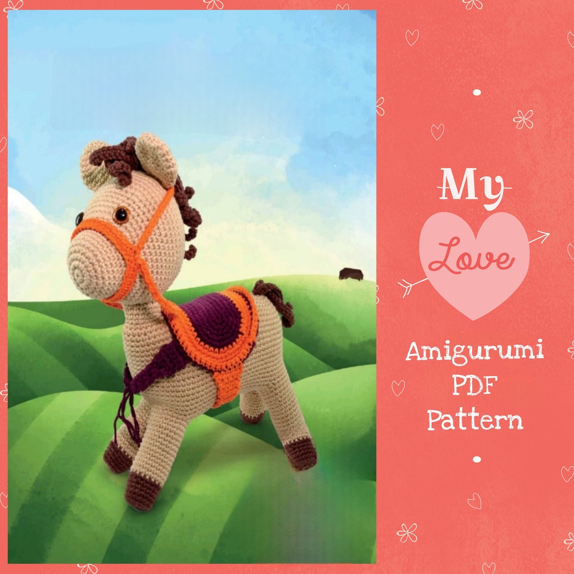 Cute Crochet Horse Malvin PDF Pattern Knitting Horse Yarn Horse ...