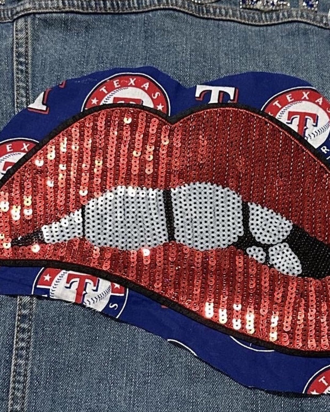 Texas Rangers Bling Denim Jacket. Made to Order and Customized. - Etsy