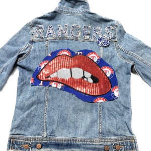 Texas Rangers Bling Denim Jacket. Made to Order and Customized. Jackets ...