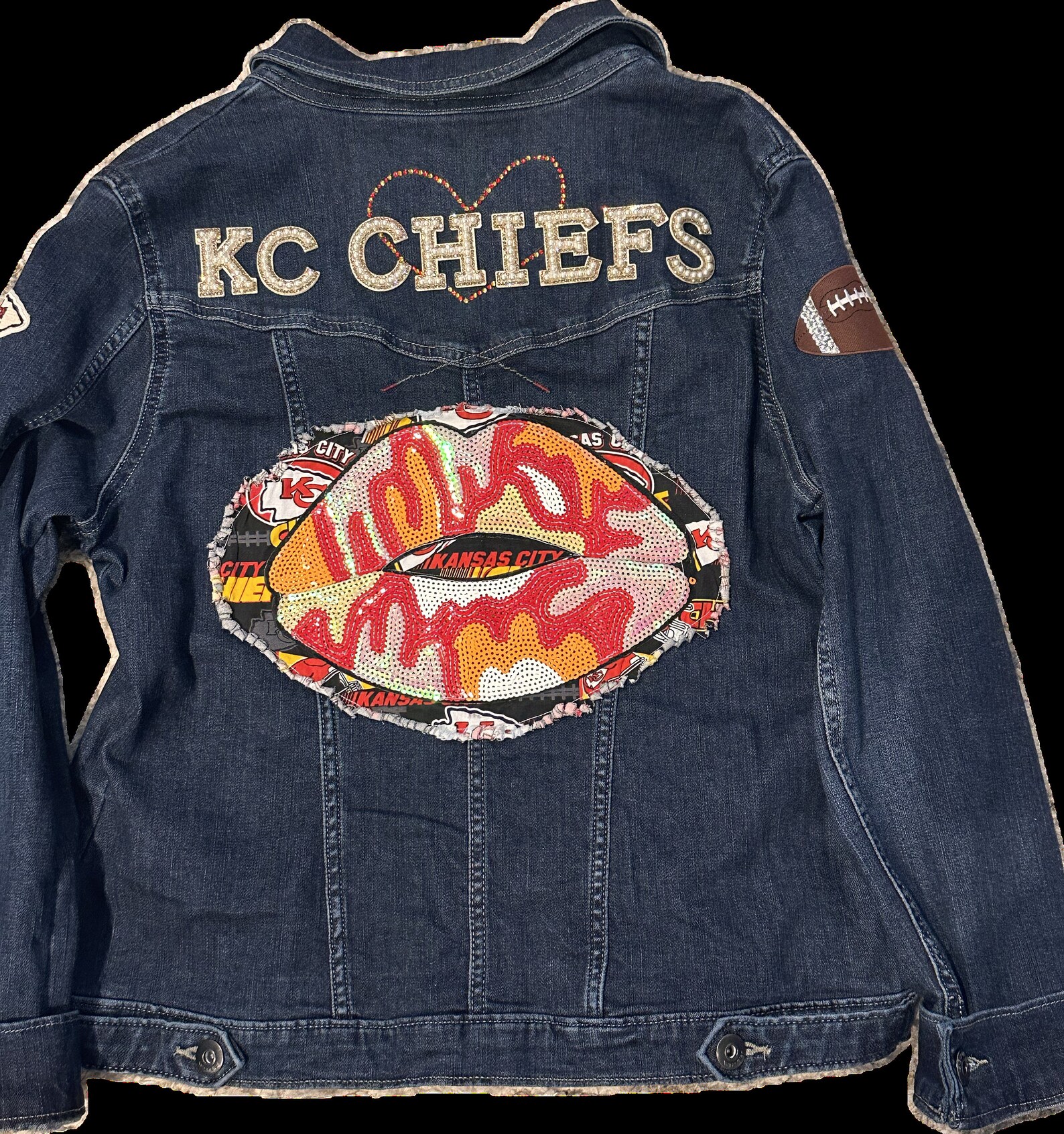 Custom Kansas City Chiefs Denim Jacket: Bling Football Apparel - Etsy
