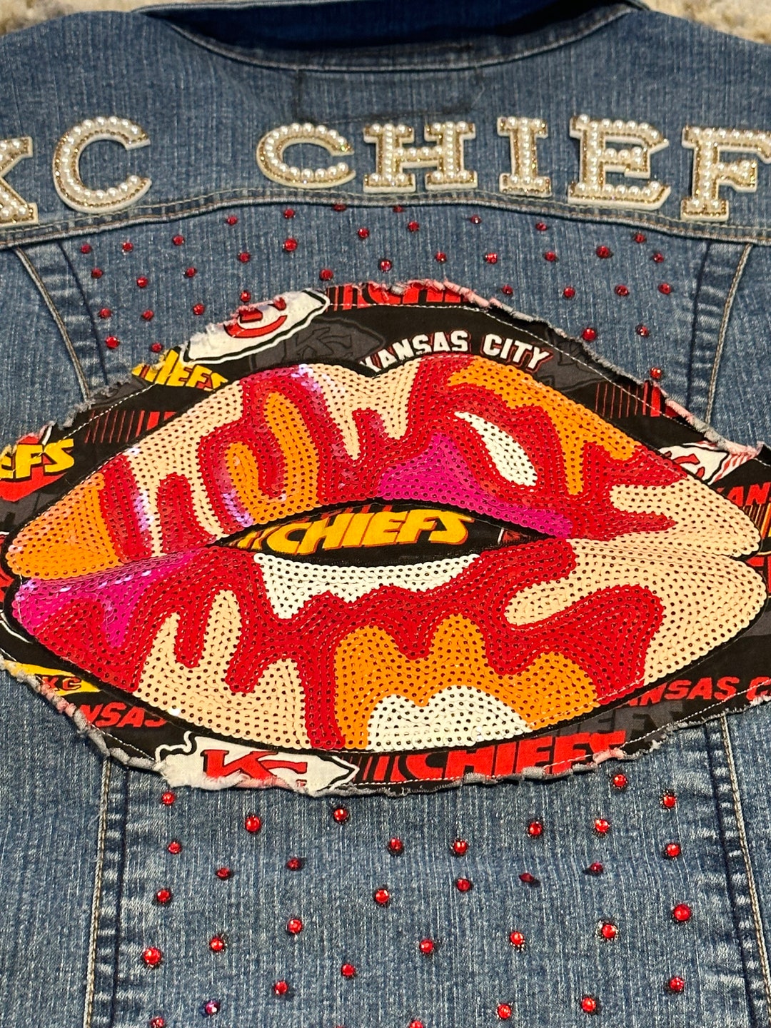Kansas City Chiefs Bling Denim Jacket. Custom Made to Order. - Etsy