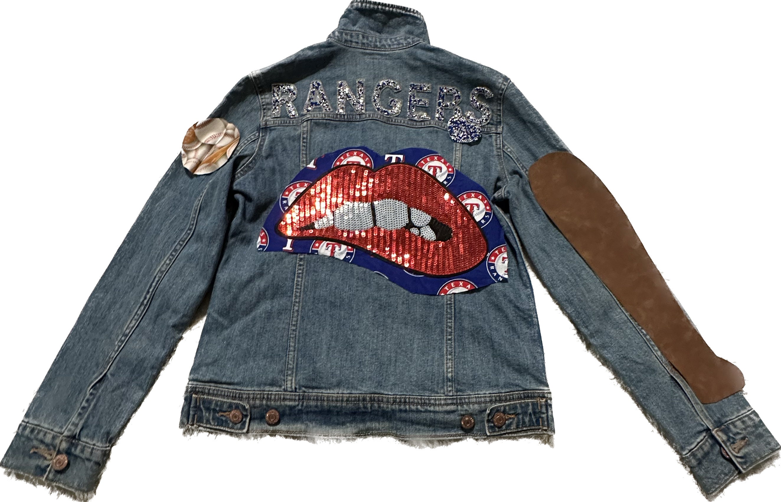 Texas Rangers Bling Denim Jacket. Made to Order and - Etsy