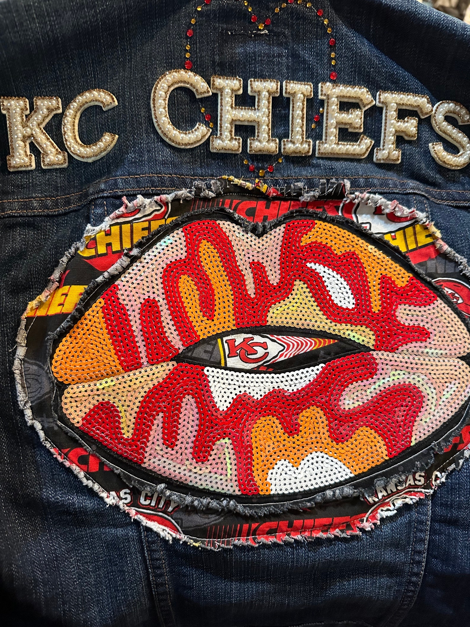 Custom Kansas City Chiefs Denim Jacket: Bling Football Apparel - Etsy