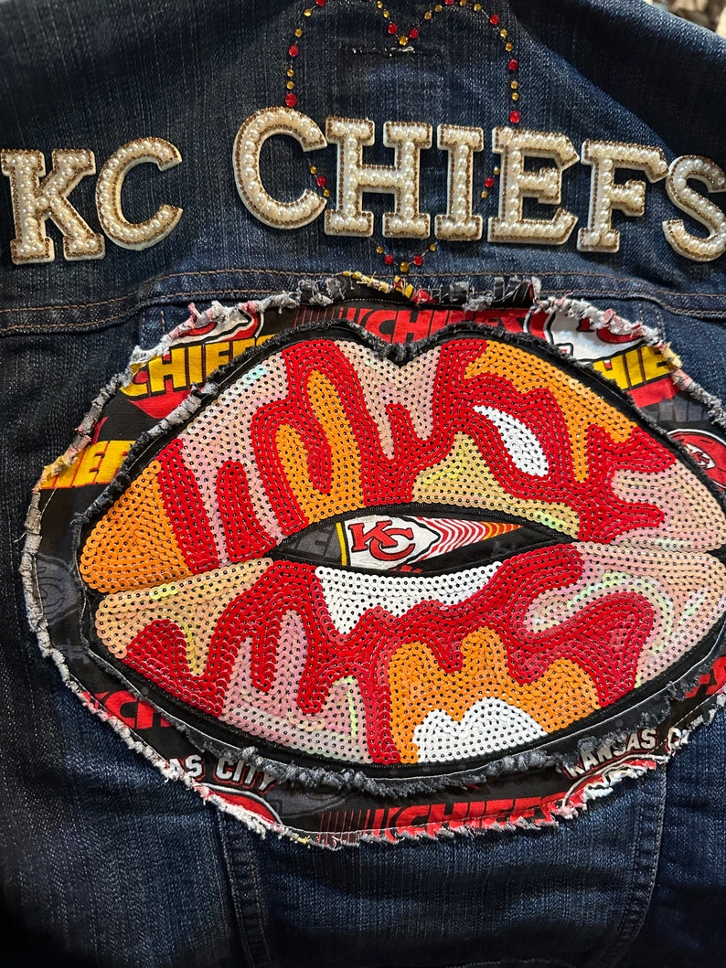 Custom Kansas City Chiefs Denim Jacket: Bling Football Apparel - Etsy