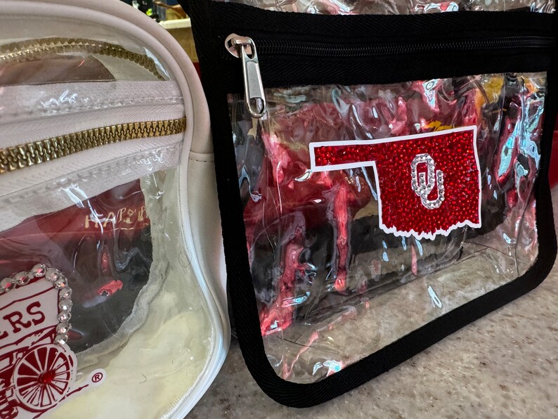 Your Team or Theme Clear Bolster Stadium Bag With Iced Out Bling Logo ...