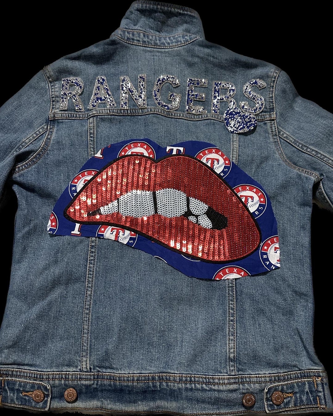 Texas Rangers Bling Denim Jacket. Made to Order and - Etsy