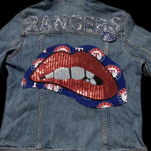 Texas Rangers Bling Denim Jacket. Made to Order and Customized. Jackets ...