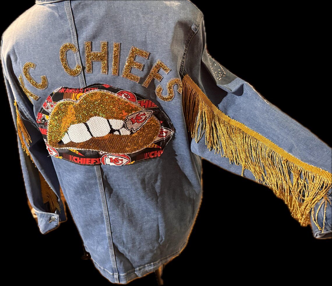 Custom Kansas City Chiefs Denim Jacket: Bling Football Apparel - Etsy