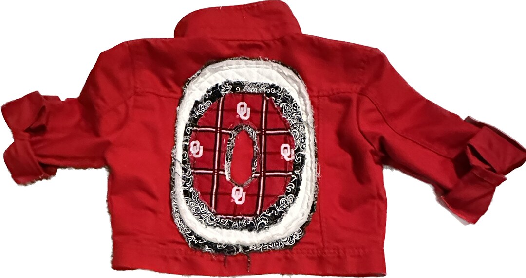 Red Denim O Oklahoma Jacket. Available for Shipping Today. Get Game Day ...