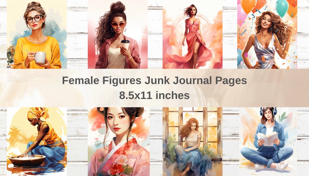 Junk Journal Female Figures Papers, Printable, Digital Download, Set of ...