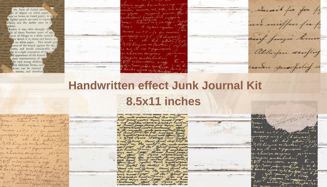 Old Handwriting Junk Journal Pages, Digital Scrapbook Paper Kit ...