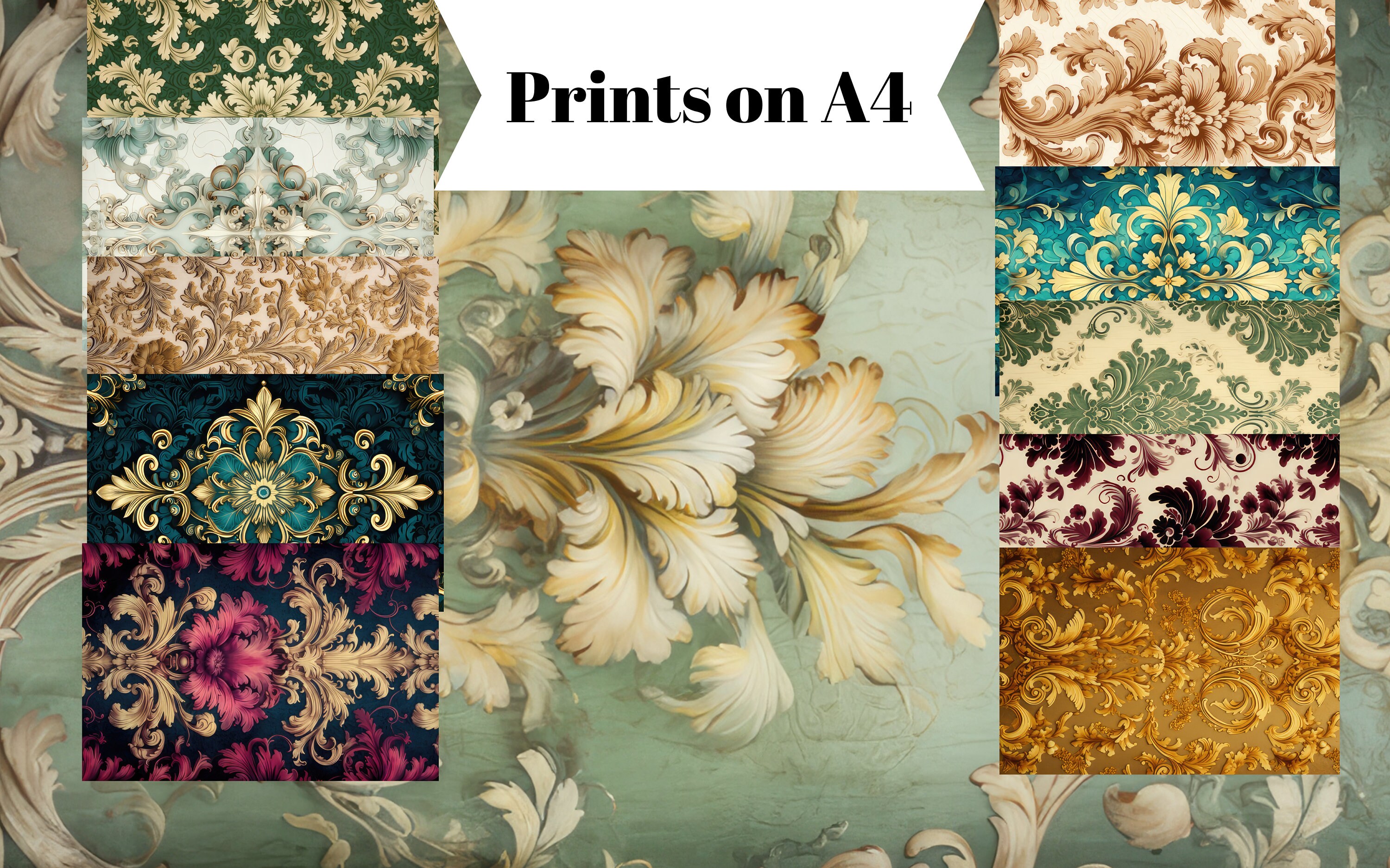 25 Junk Journal, Vintage Baroque Scrapbook Papers, Printable Digital ...
