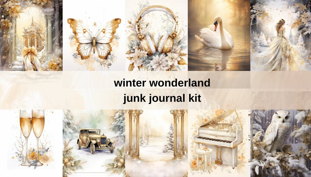 Winter Wonderland Junk Journal Paper, Digital Download, Watercolor ...