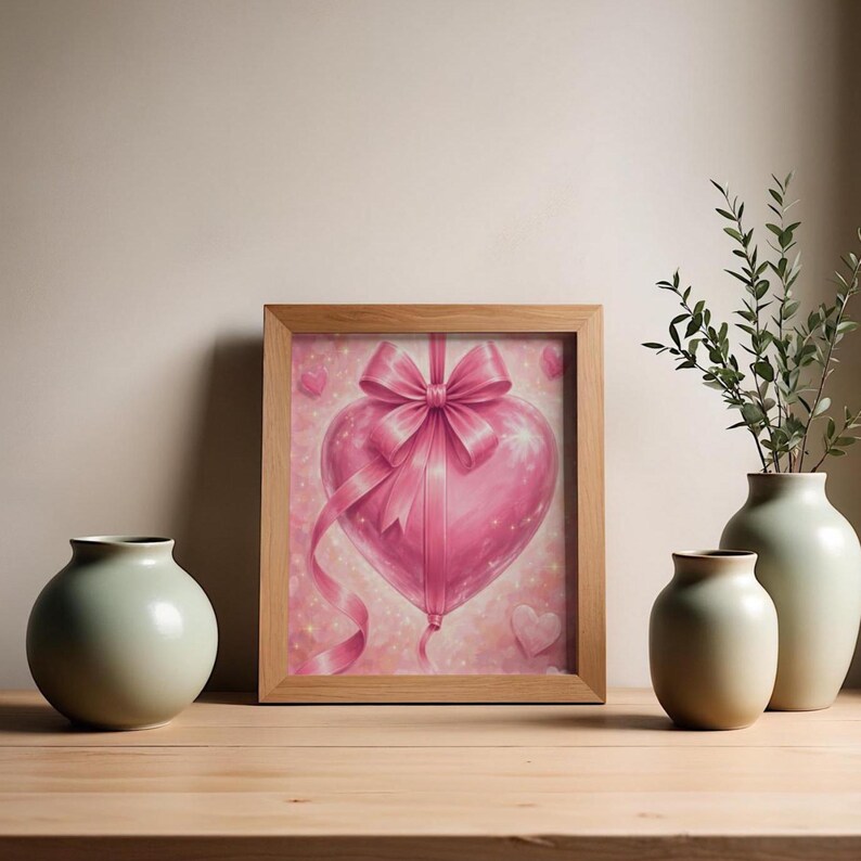 Light Pink Heart Printable Wall Art - Etsy