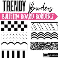 Printable Boho Checkered Bulletin Board Borders, Scalloped School Board ...