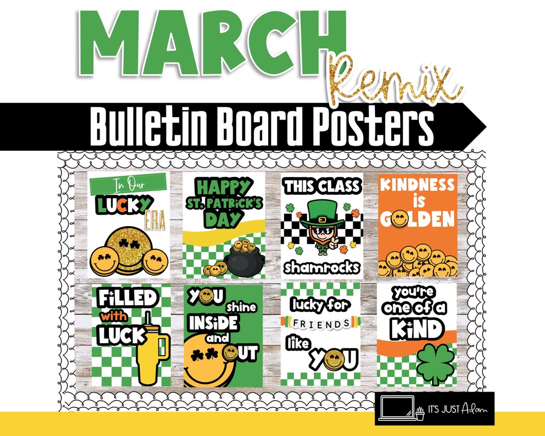 March Classroom Posters St. Patrick's Day Bulletin Board Posters March ...