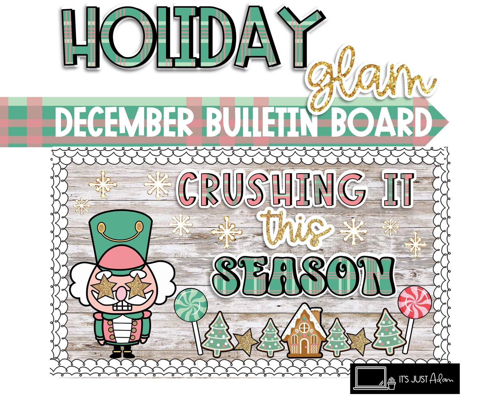 Holiday Glam Bulletin Board Borders Christmas Classroom Decor December ...
