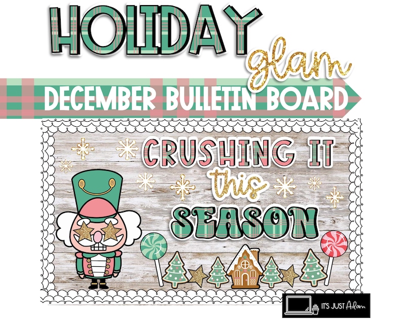 Holiday Glam Bulletin Board Borders Christmas Classroom Decor December ...