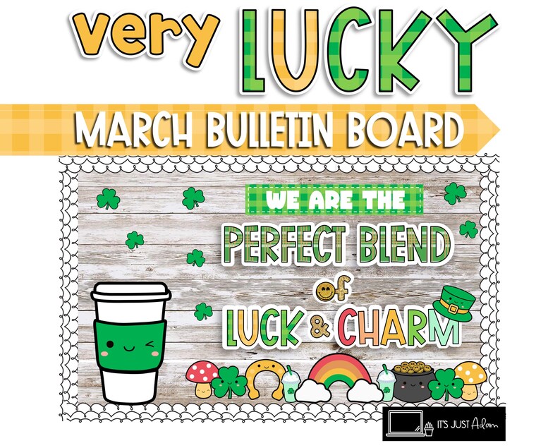March Door Decor St. Patrick's Day Bulletin Board || Pastel Plaid ...
