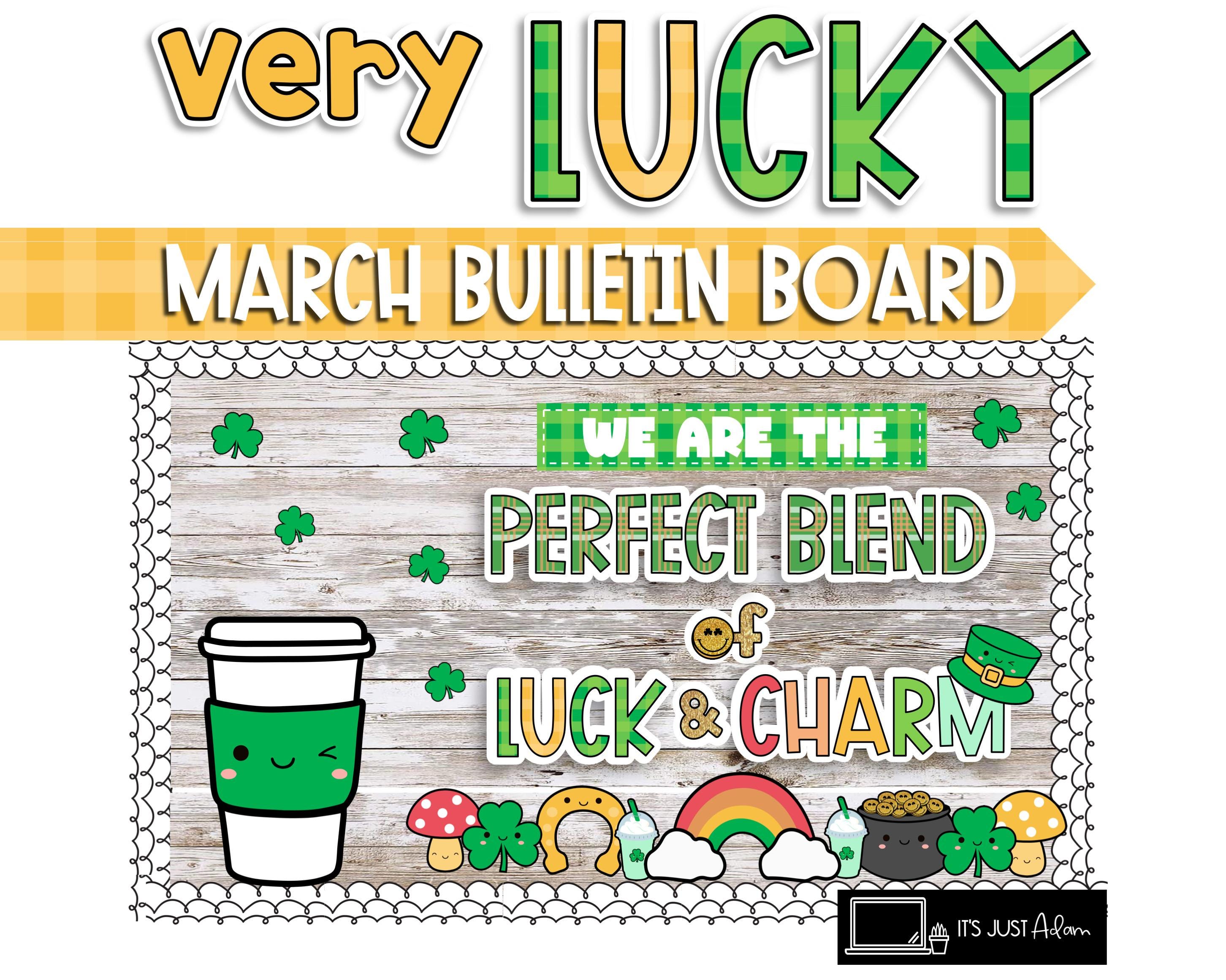 March Door Decor St. Patrick's Day Bulletin Board || Pastel Plaid ...