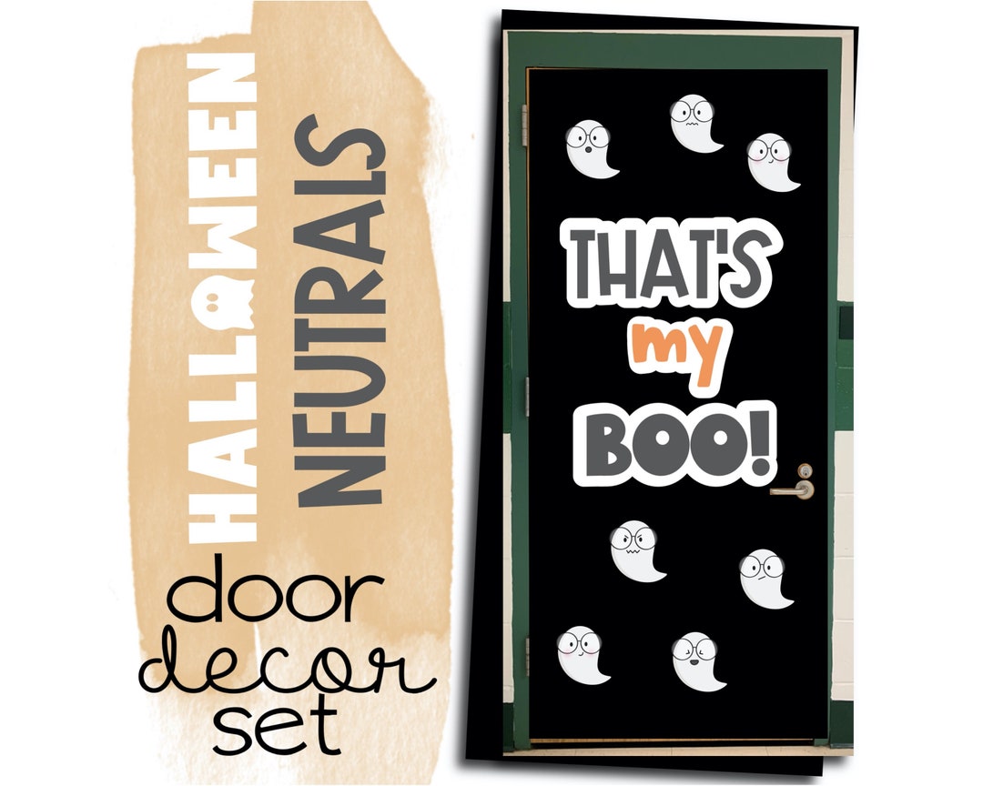 Halloween Neutrals Door Decor Kit October Boho Modern Bulletin Board I ...