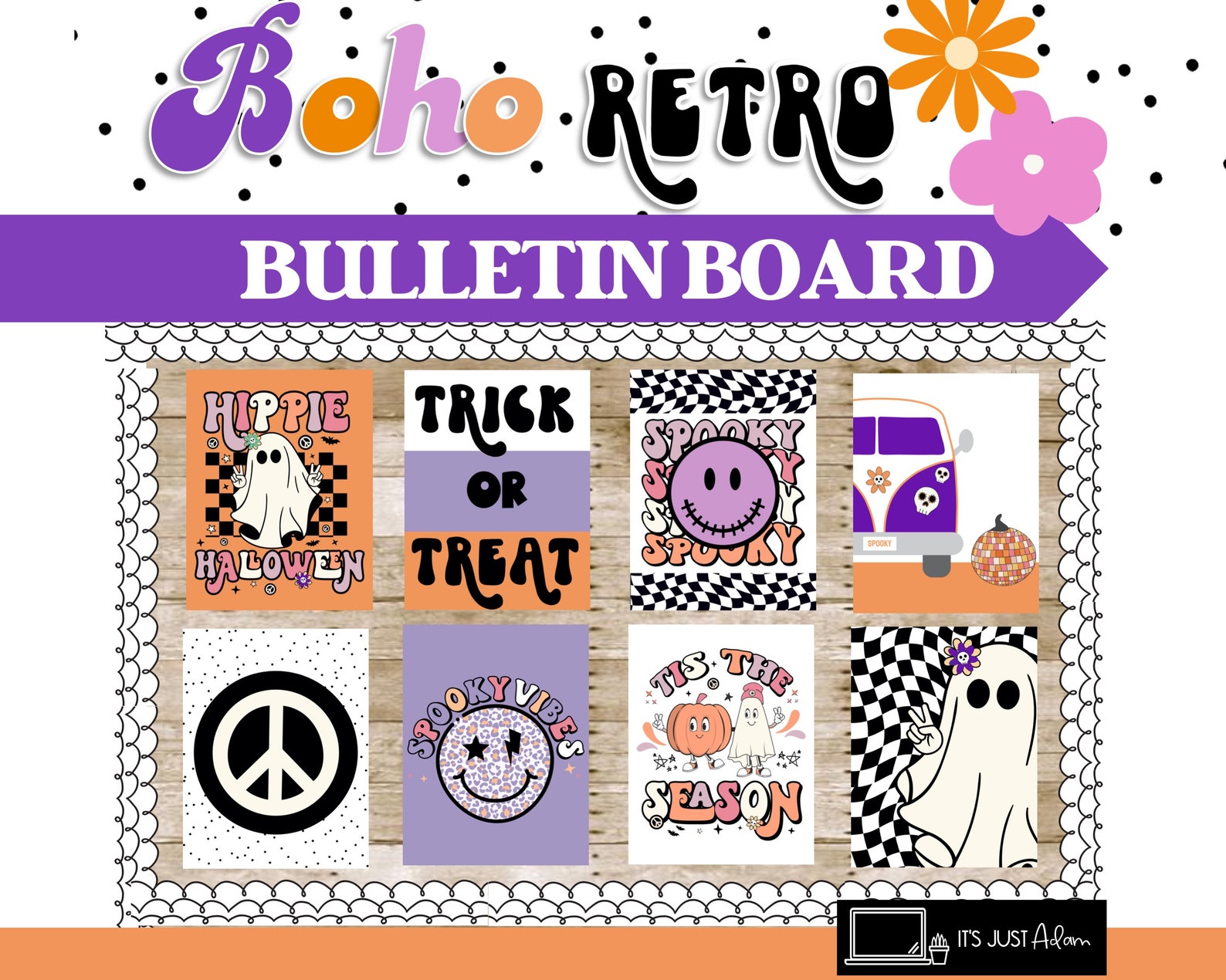Halloween Bulletin Board Posters October Boho Bulletin Board Halloween ...