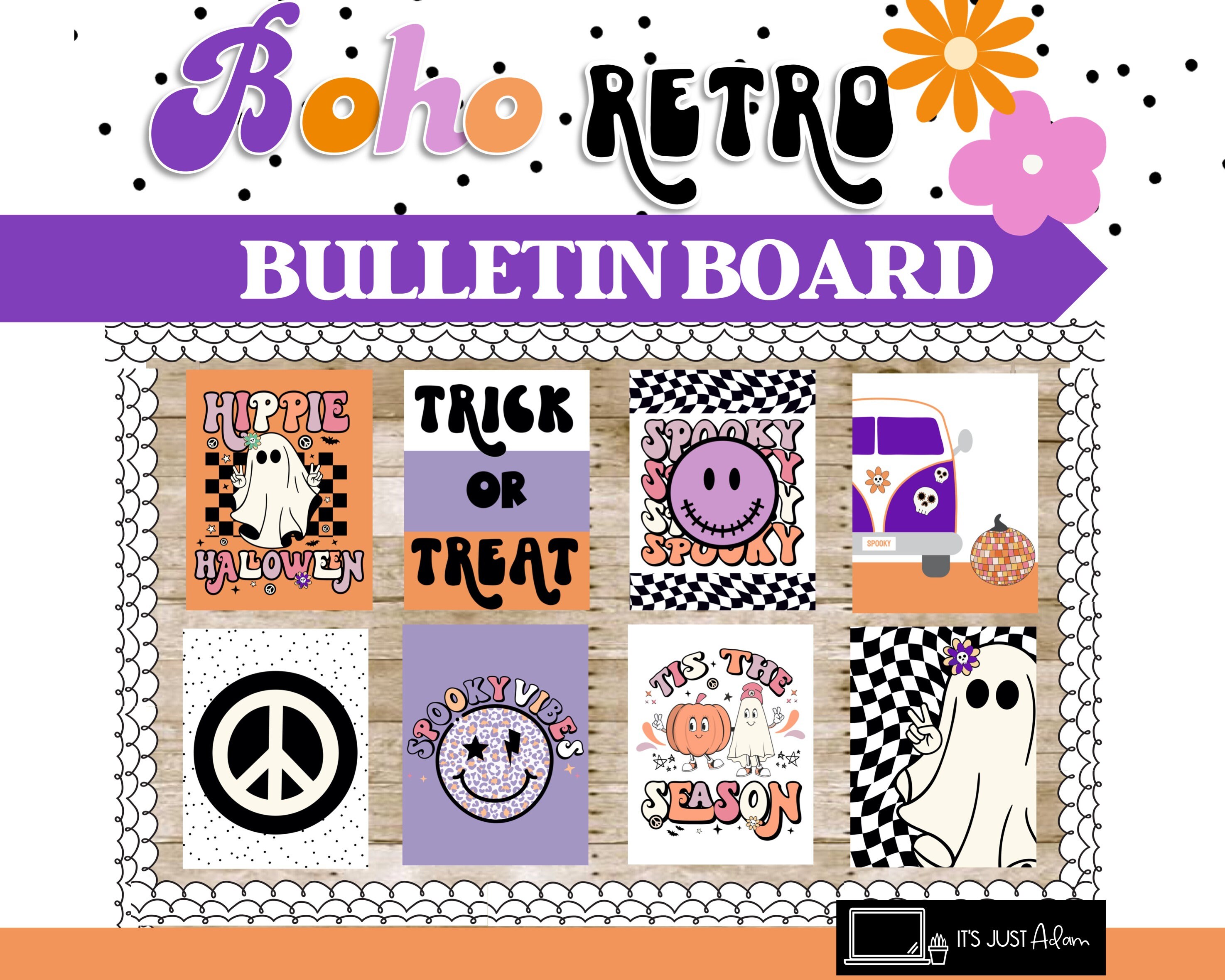 Halloween Bulletin Board Posters October Boho Bulletin Board Halloween ...