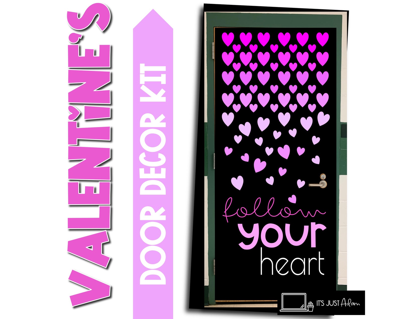 February Door Decoration Set Follow Your Heart Valentine's Day Bulletin ...